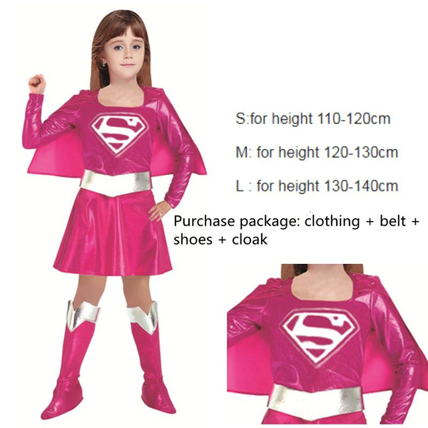 Girls Super Girl Pink Superman Cosplay Costume Children's Day Halloween ...