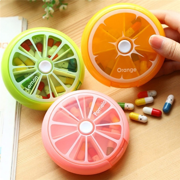 Weekly Rotating Pill Box Travel Pill Case Splitter Pill Organizer ...