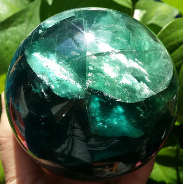 Home Décor Home & Living Green Fluorite Crystal Ball! etna.com.pe