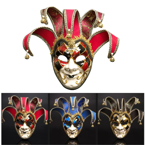Full Face Venetian Joker Masquerade Mask Theater Jester Mask Party ...