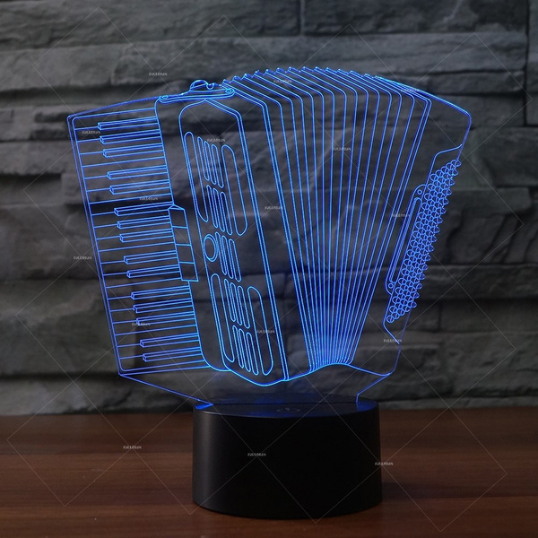 Music addiction musical instruments accordion design 3D LED night light ...