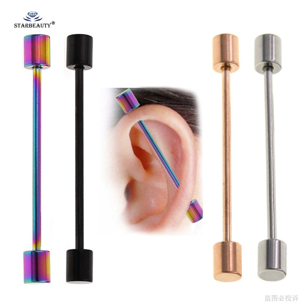 2 pcs/lot 1.6x34mm Long Barbell Vertical Industrial Piercing 14G ...