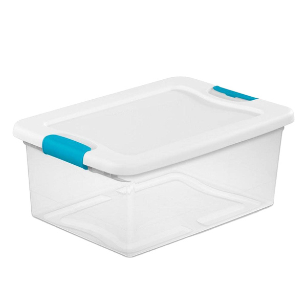 Sterilite Plastic 15 Quart Storage Box Container with Latching Lid, 60 ...