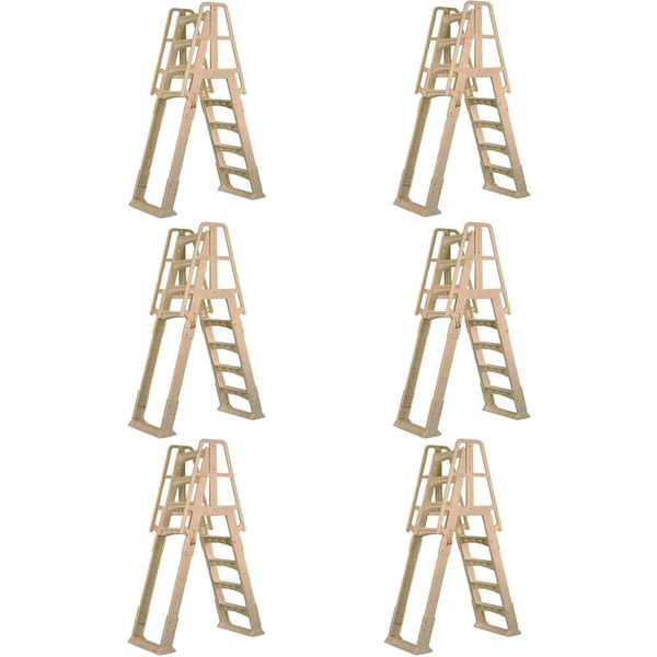 Vinyl Works A Frame Ladder with Barrier for Pools 48 to 56" Tall, Taupe ...