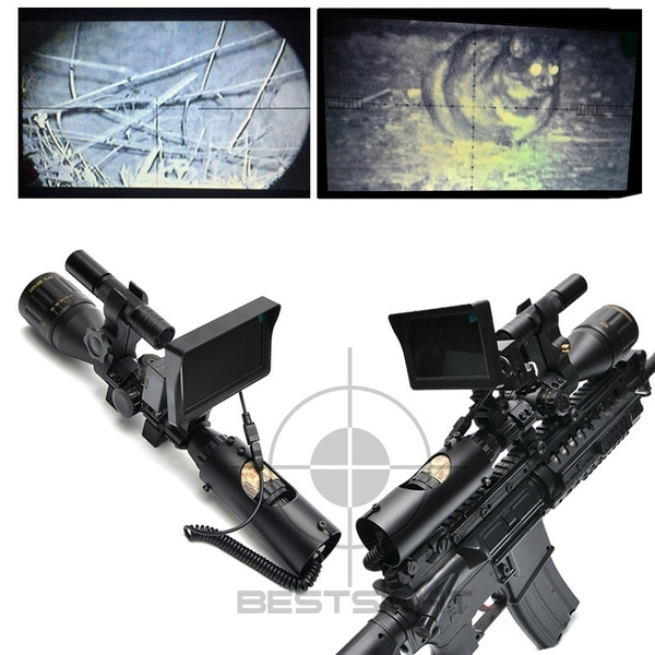 Night Vision Riflescope Tactical Rifle Scope Optic Sight and Flashlight ...