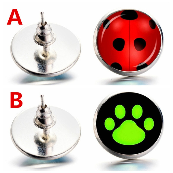 2018 Chat Noir Miraculous Ladybug Adrien Children's Ear Nail Earrings ...