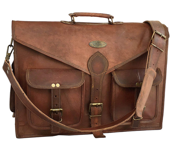 Cuero 18 Inch Rustic Vintage Leather Messenger Bag Laptop Bag Briefcase ...
