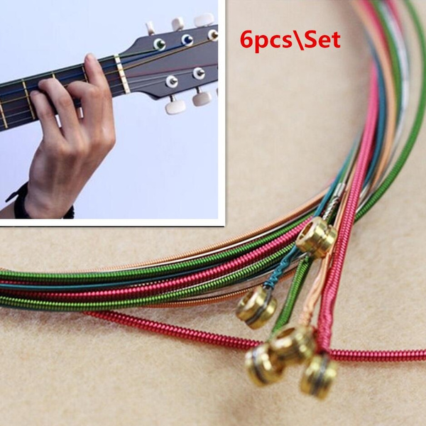 6pcs\Set Rainbow Colorful Color Strings For Acoustic Guitar Accessory ...