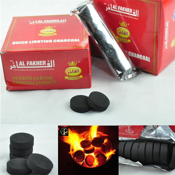100 PCS/PACK Arabian Pure Coconut Shell Charcoal Square Circular Carbon ...