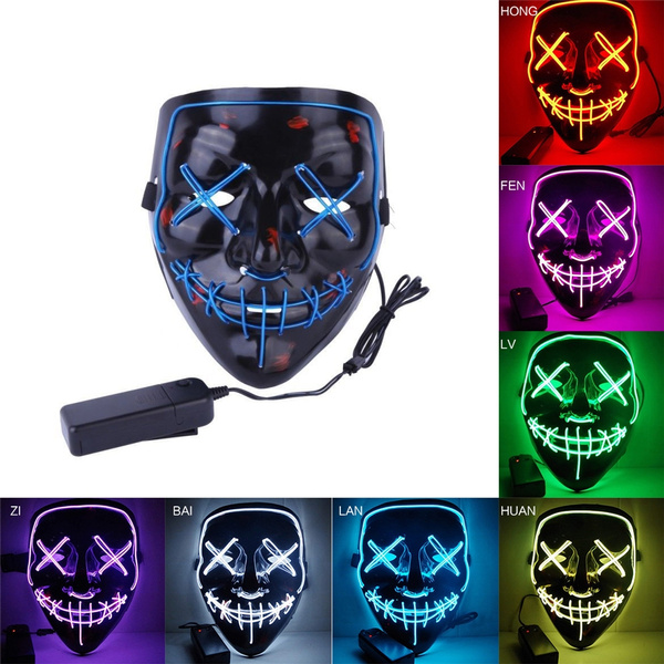 Halloween LED Light Mask Scary Smiling face Rave Purge Festival Cosplay ...