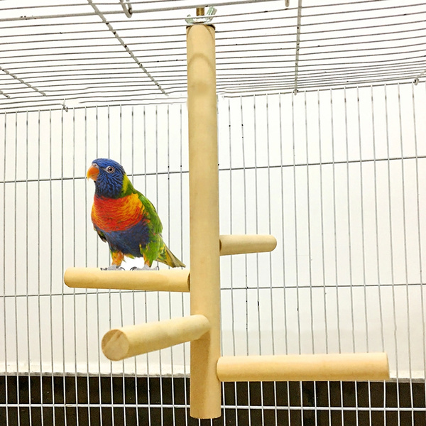 Pet Parrot Bird Cage Hanging Swing Stand Ladder Bridge Macaw Conure ...