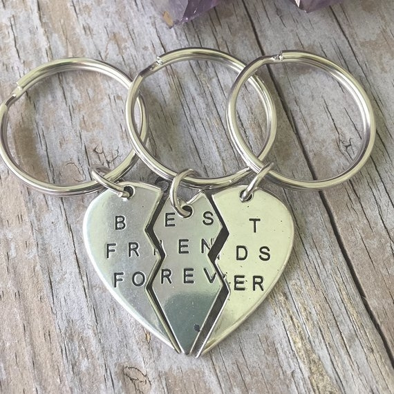 Best FRIENDS Forever Keychains Trio, 3 Split Heart BFF Key Chains ...