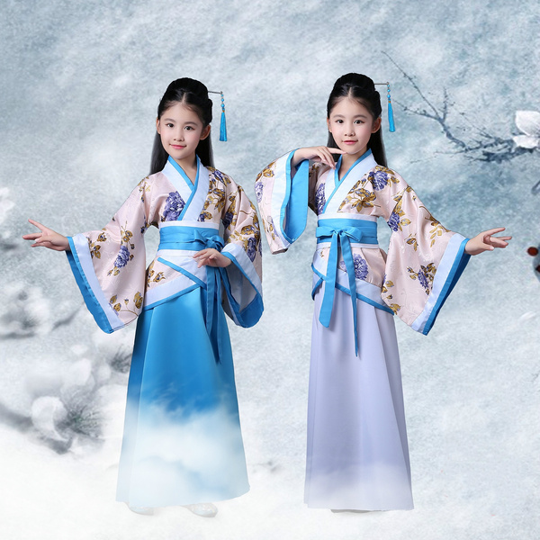Kids Girls Tang Dress Chinese Traditional Han Fu Costume Princess ...