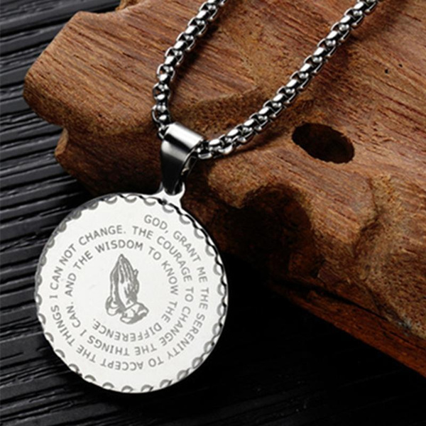Engraved Letter Lord's Prayer Holy Bible Classics Silver Round Pendant ...