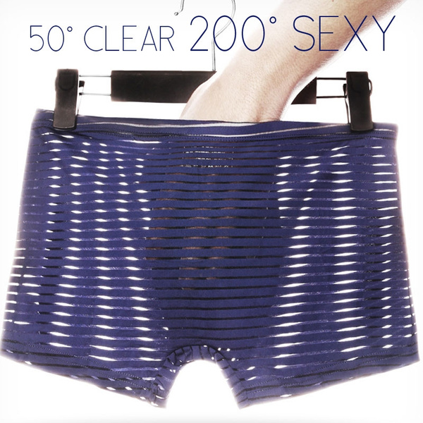 Men's Sexy Half Cover Ice Silk Underwear Boxers See Through Mesh Smooth ...