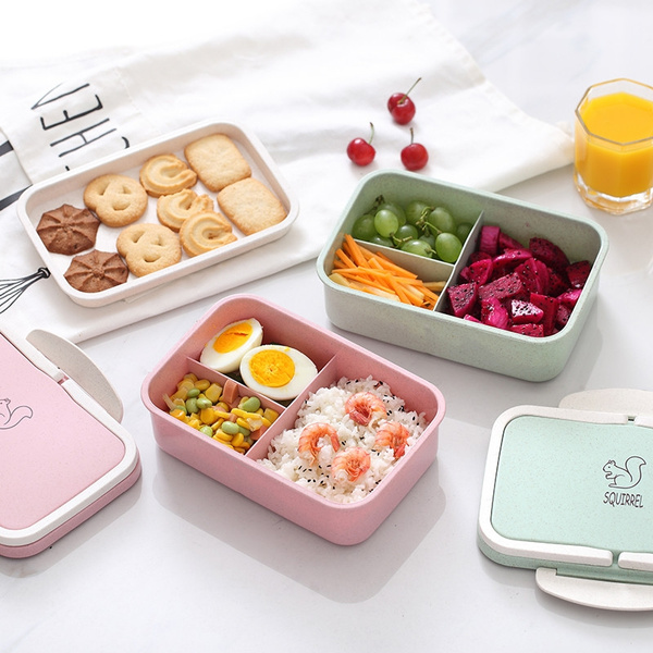 Lunch Box Wheat Straw Cartoon Bento Box Portable Eco-friendly Food ...