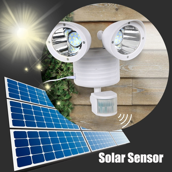 Black/White PIR Sensor Spot Light Solar Powered Night Lights Solar Lamp ...