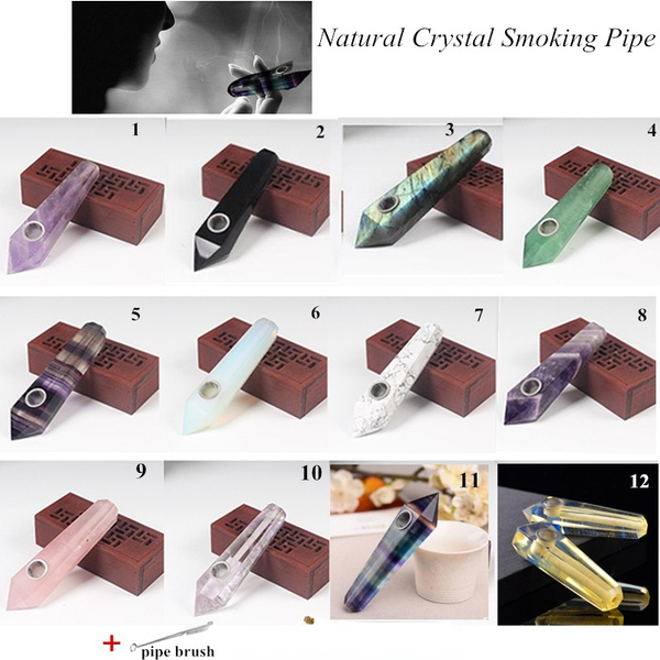 1pc Hand-polished Natural Quartz Crystal Pipe Cigarette Holder Smoking ...