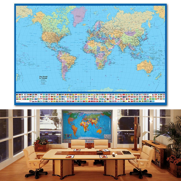 World Map Poster Home Decoration And Office Decoration With Flags ...
