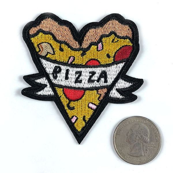 Delicious Heart Pizza Iron on Patch Letter Embroidered Food DIY Sew on Applique | Wish