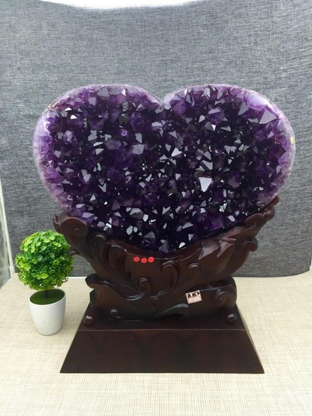 Amethyst heart-shaped ornaments Original stone amethyst cluster Natural ...