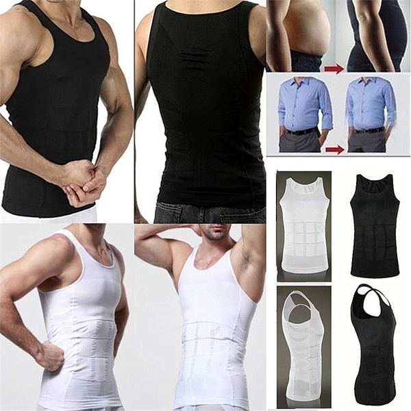 Men Soft Slimming Vest Invisible Body Shaper Sports Running Compression ...