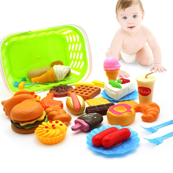 Plastic Fast Food Playset Mini Hamburg French Fries Hot Dog Ice Cream ...