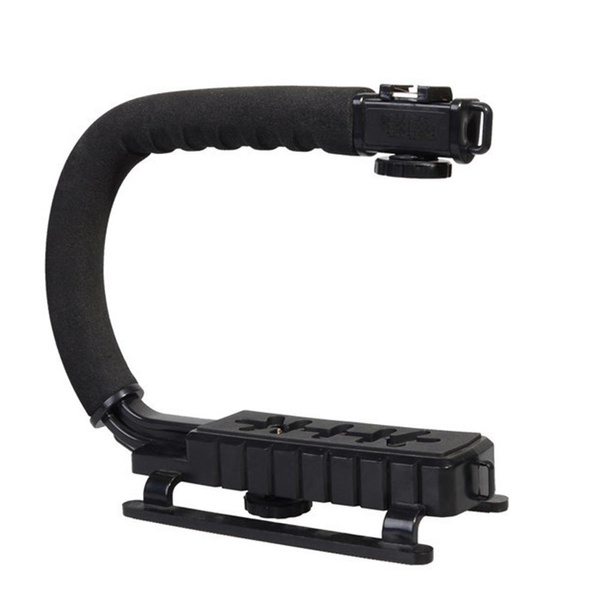 Black C/U Shape Bracket Holder Stabilizer Video Handheld Grip For DSLR ...