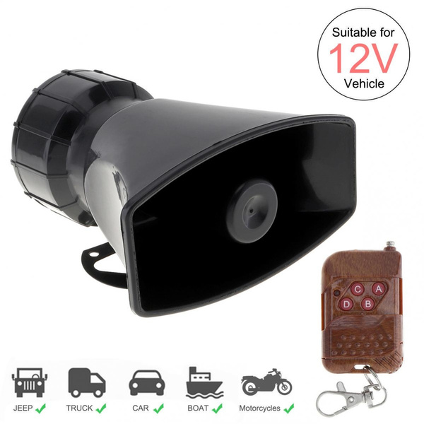 12V 100W 7 Sounds Loud Car Warning Alarm Siren Horn with Remote ...