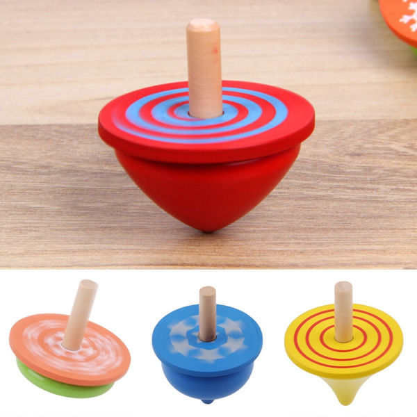 4 Pcs/pack Colored Spinning Top Small Wooden Gyro Toys Gifts for Kids ...