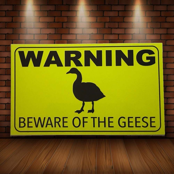 Warning Beware Geese Goose Sign Wall Plaque or Hanging Garden Poultry ...