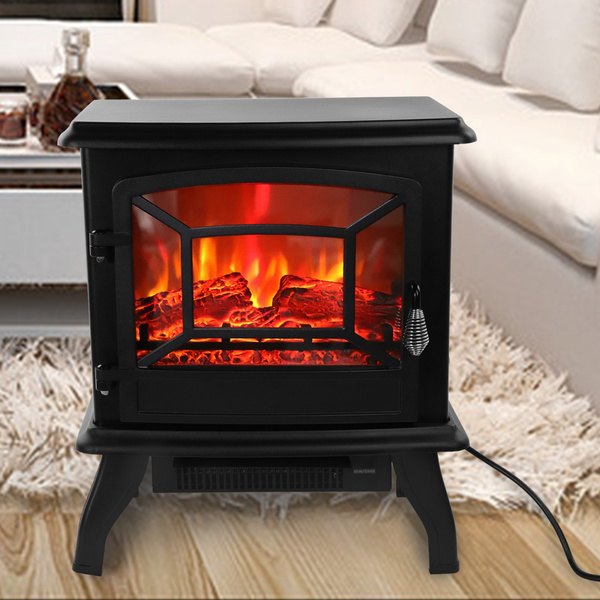 1400W Protable Electric Fireplace Heater Knob Control Fire Flame Stove ...