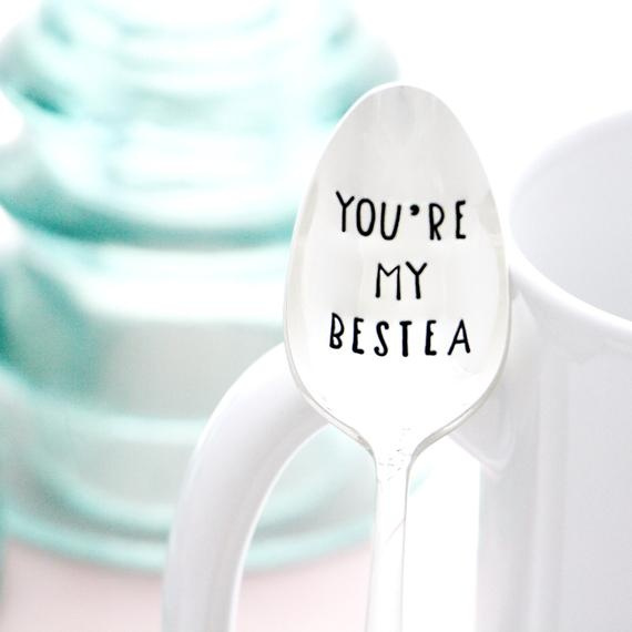 Tea Spoon, You're My Bestea. Hand Stamped Teaspoon for Tea Loving ...