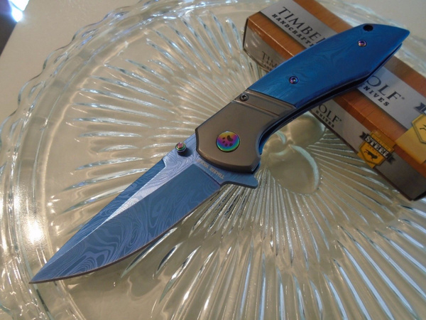 Timber Wolf Custom Blue Celestia Assisted Open Pocket Knife Fancy ...