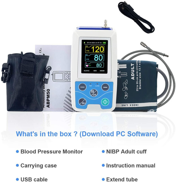 24Hr Ambulatory Digital Blood Pressure Monitor,Holter NIBP,adult cuff ...