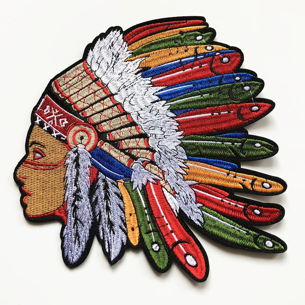 Large Embroidery Indian Chief Feather Sew Iron On Patch Badge Bags Hat ...