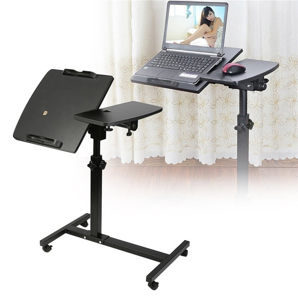Height Adjustable Lifting Mobile Laptop Desk Stand Computer Notebook ...