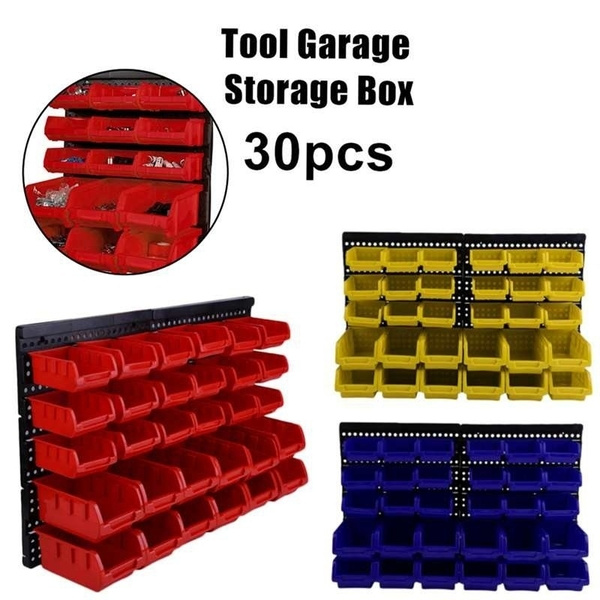 15pcs/30pcs Slanted Mouth Plastic Part Bin Tool Organizer Garage ...