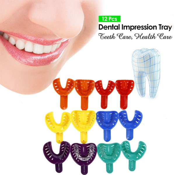 12 Pcs/set Dental Moulage Tray Plastic U Shape Teeth Holder Dental ...