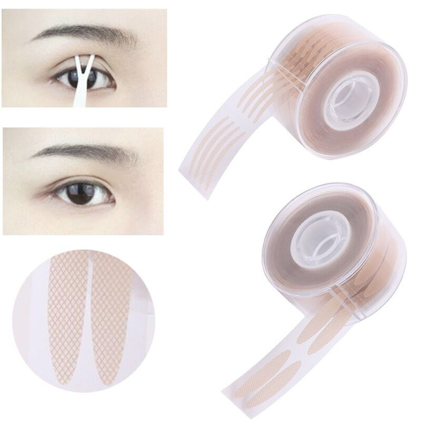 600pcs/Roll DOUBLE EYELID STICKER Makeup Clear Lace Mesh Eyelid Stripe Big Eyes Invisible Fold ...