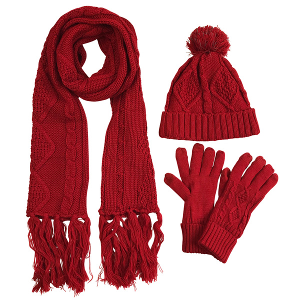 scarf hat and glove sets for Women Girls Fashion Warm Soft Cable ...