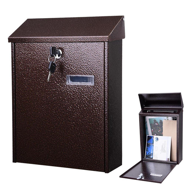 Yescom Wall Mount Steel Mail Box Lockable Letterbox w/ Retrieval Door ...