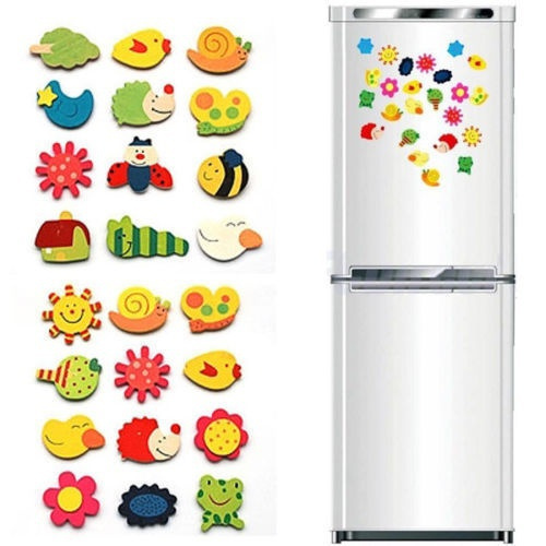 12Pcs Refrigerator Magnets Stickers Wooden Cartoon Animal Baby Kid ...