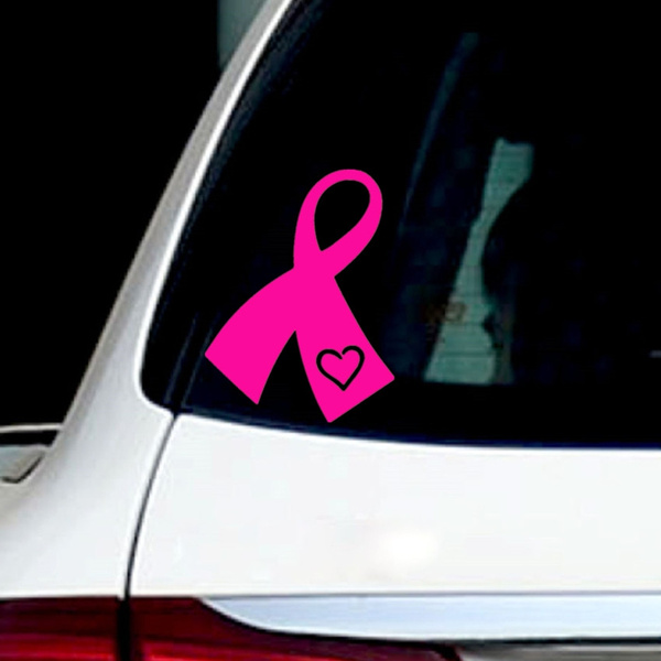 6" Cancer Awareness Pink Ribbon with Heart Vinyl Decal Car Stickers | Wish