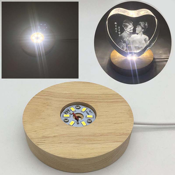 Warm Light 3D Crystal Glass Trophy Laser LED Light Stand Base Display ...