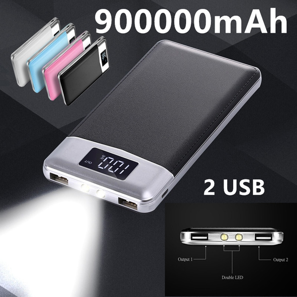 Dual USB Power bank Quick External battery pack Charger 900000mah Power ...