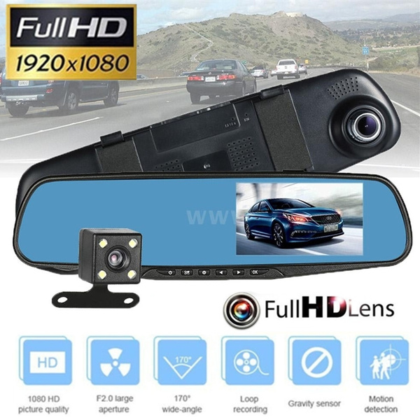 4.3'' Dual Lens Car DVR Rear View Mirror Camera Recorder Dash Cam Video ...
