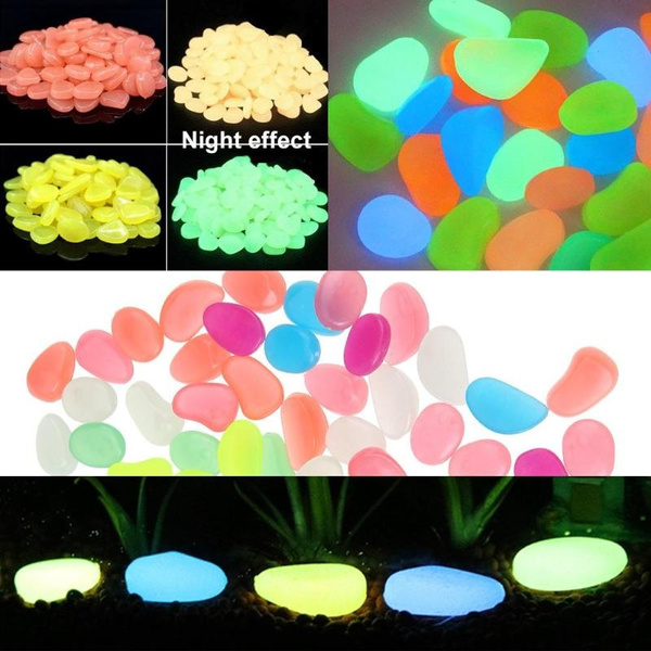 100pcs Luminous Stones Garden Park Decor Road Pebble Stones Glow in ...