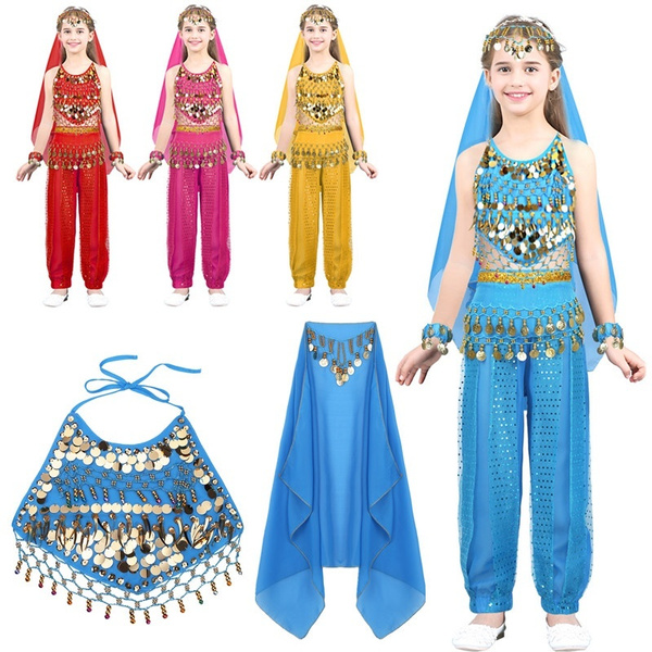 Girls Belly Dance Costume Set Suit 5pcs Kids Belly Dancing Child ...