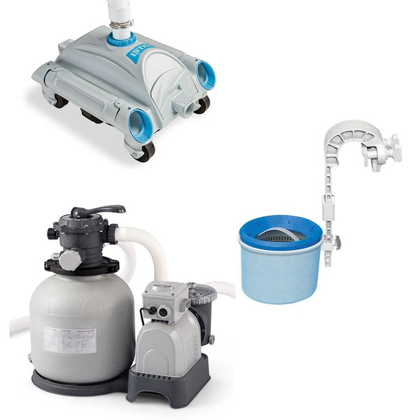 Intex Automatic Pool Vacuum, Wall Mount Surface Skimmer and Sand Filter ...